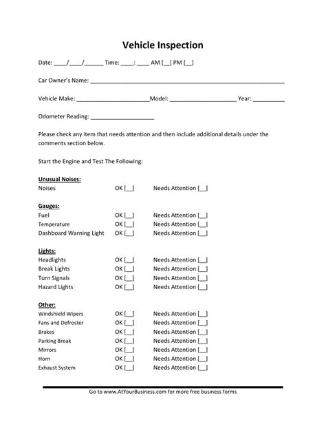 Vehicle Inspection Form Fill Out Sign Online And Download Pdf