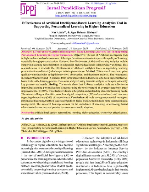 Pdf Effectiveness Of Artificial Intelligence Based Learning Analytics Tool In Supporting