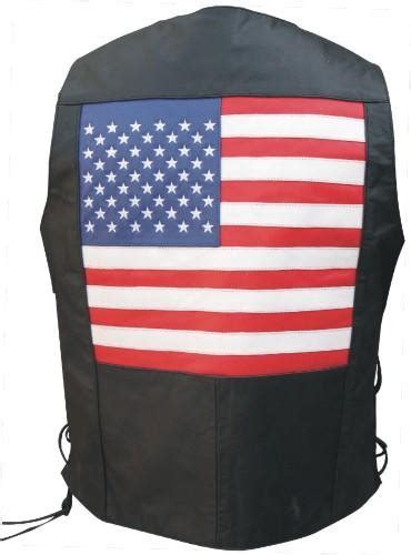 Side Laced Leather Vest With Usa Flag