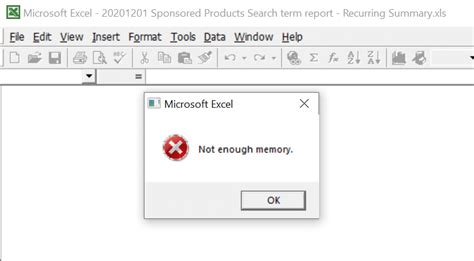 how to fix this not enough memory error on ms excel 2000 r excel