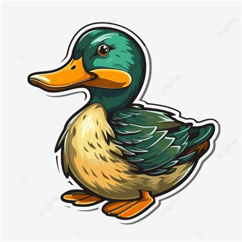 흰색 배경에 만화 일러스트 오리 스티커 벡터 클립 아트 고립 된 만화 오레곤 오리와 스티커 디자인 상표 Png 일러스트 및 벡터 에 대한 무료 다운로드 Pngtree