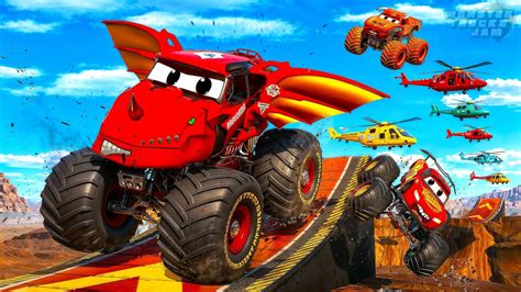 Monster Trucks Take On 🚁helicopter Mega Ramp High Jumps In An Epic