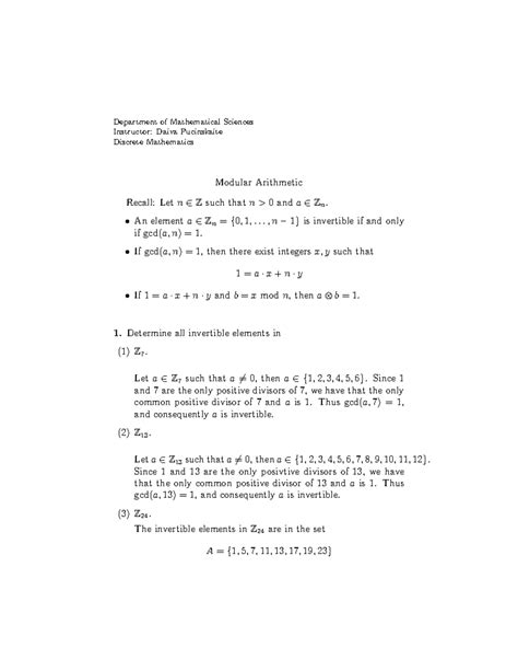 HW Solution Mathematics Modular Department Of Mathematical Sciences Instructor Daiva Studocu