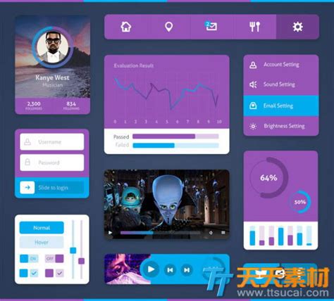 网页用户ui界面设计psd分层素材网页用户ui界面设计psd分层素材 用户播放器minimaluikitpsd天天素材网