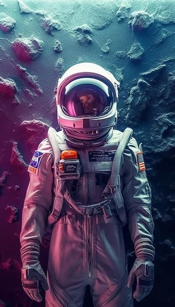 Premium Ai Image A Man In An Astronaut Suit Stands In Front Of A Wall