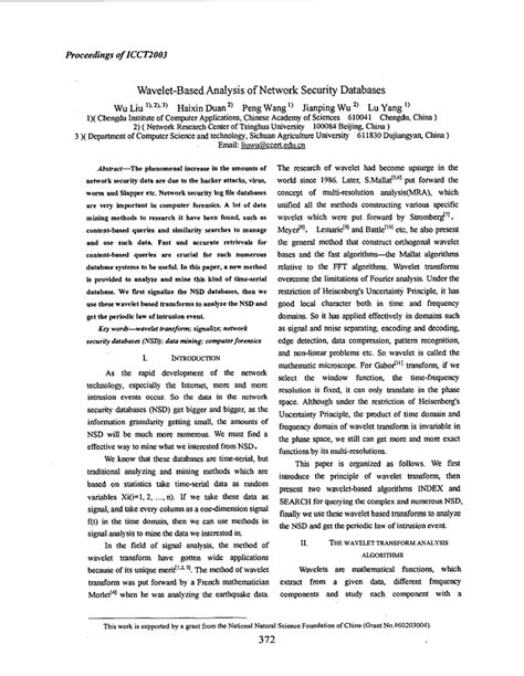 Pdf Wavelet Based Analysis Of Network Security Databases