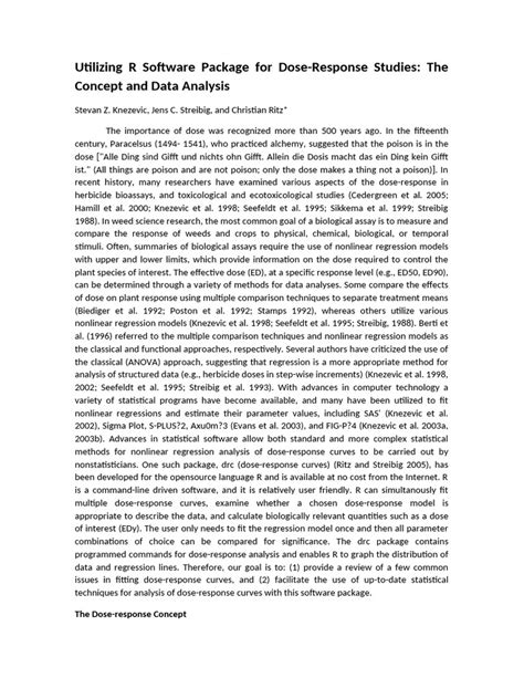 Utilizing R Software Package For Dose Pdf Regression Analysis Statistics