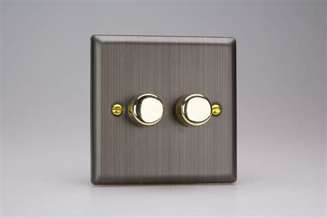 Varilight Urban Gang Way Push On Off Rotary LED Dimmer X W LEDs V Pro Antique