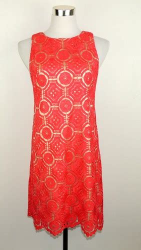 Eliza J Womens 2 Dress Romantic Orange Crochet Lace Over Satin Beige