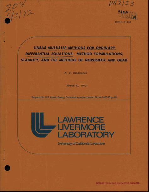 Linear Multistep Methods For Ordinary Differential Equations Method