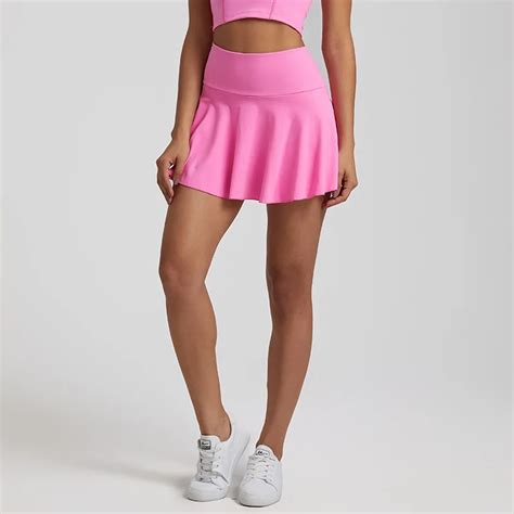 테니스 치마 반바지 스커트 치마바지 솔리드 컬러 슈퍼 소프트 포켓 여성 운동복 숏 종합 훈련 조깅 티몬