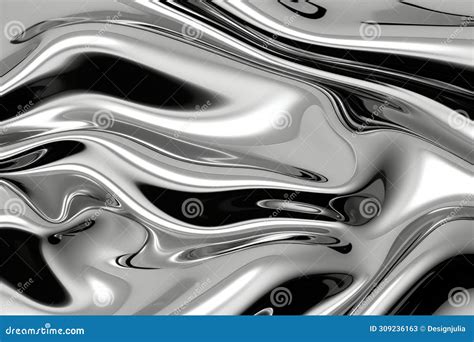 Chrome Or Mercury Contrast Black And White Fluid Wave Texture With