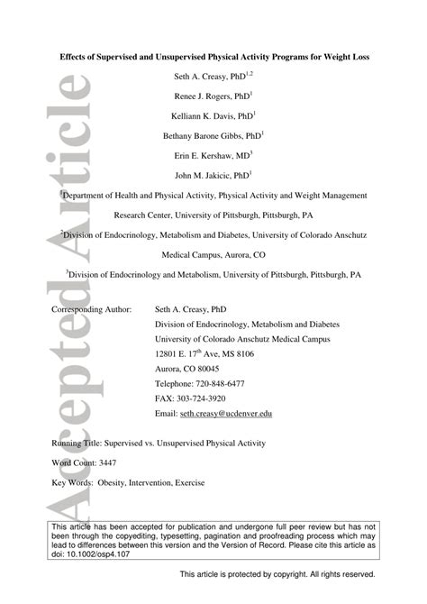 Pdf Effects Of Supervised And Unsupervised Physical Activity Programs