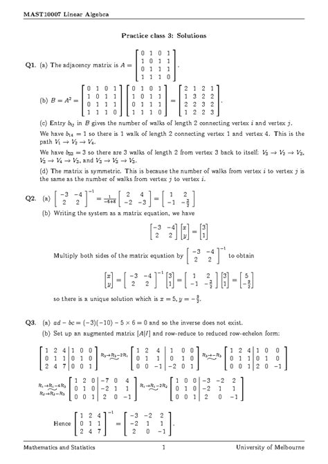 T03solutions 3 Tut MAST10007 Linear Algebra Practice Class 3