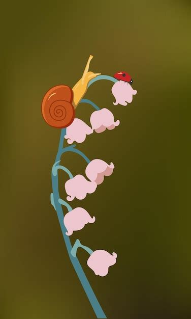 Premium Vector Flat Nature Snail Leaf Bell