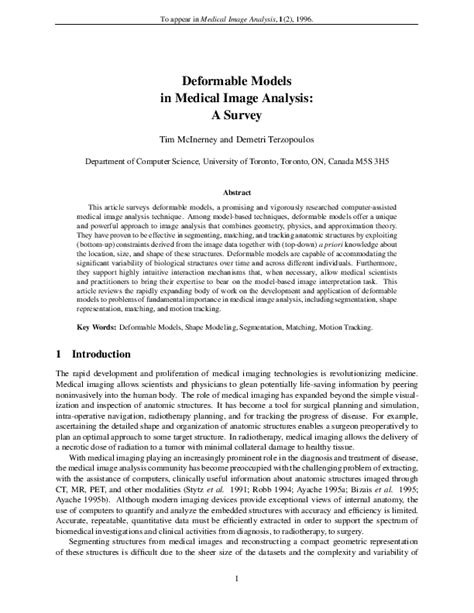 pdf deformable models in medical image analysis a survey tonmoy