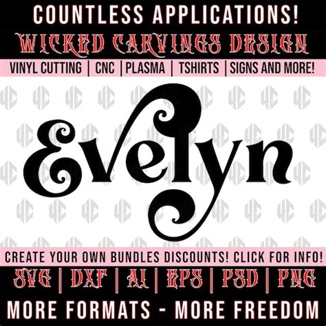Evelyn Girl Baby Infant Name SVG Dxf Vector Diy Image Cut File Etsy
