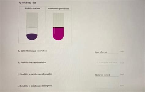 Solved 12 Solubility Test Solubility In Water Solubility In