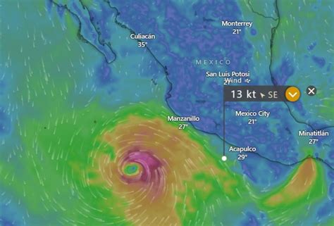 Trayectoria En Vivo Del Huracán “norma” Categoría 2