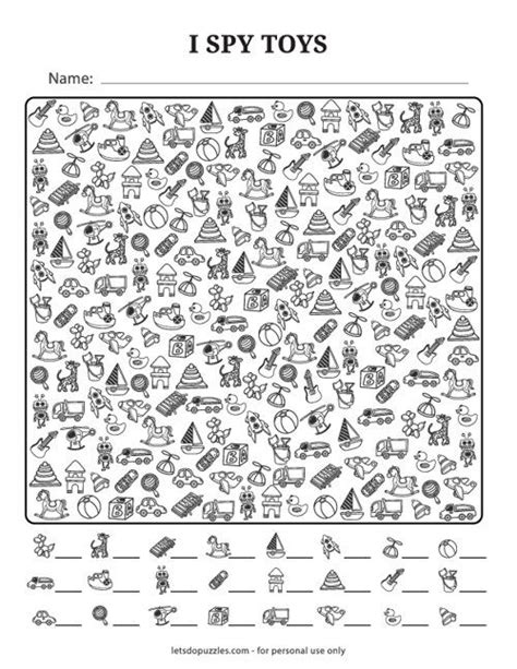 Free Printable I Spy Toys Worksheet I Spy Food Printable Game I Spy