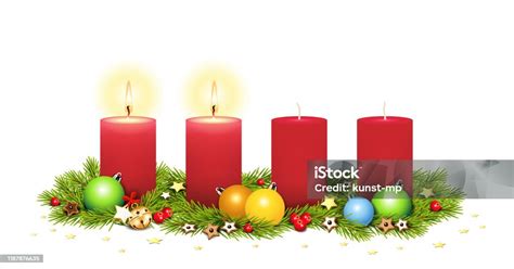 2 Advent Advent Arrangemang Advents Kort Med Ljus Gran Grenar Stjärnor