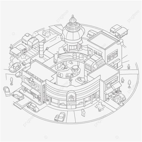 Isometric View Of A Town On A Map Outline Sketch Drawing Vector Wing Drawing Town Drawing Map
