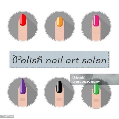 손톱 모양 설정 합니다 손톱 모양 아이콘 폴란드어 네일 도형의 형식입니다 손톱의 집합입니다 벡터 일러스트입니다 매니큐어 미용술에 대한 스톡 벡터 아트 및 기타 이미지