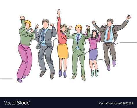Continuous One Drawn Line Business Team Royalty Free Vector