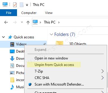 Pin Folder To Quick Access In Windows File Explorer