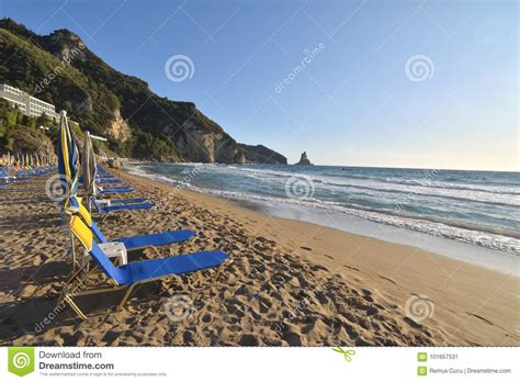 Agios Gordios Beach At Corfu Island In Greece Stock Image Image Of