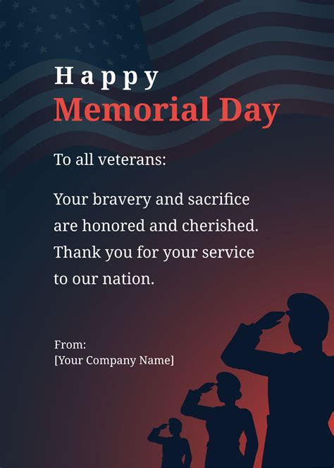Free Memorial Day Message To Veterans Template To Edit Online