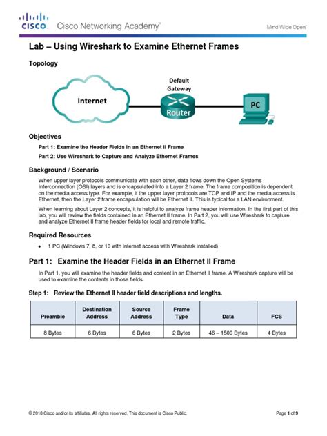 5 1 1 7 Lab Using Wireshark To Examine Ethernet Frames Pdf