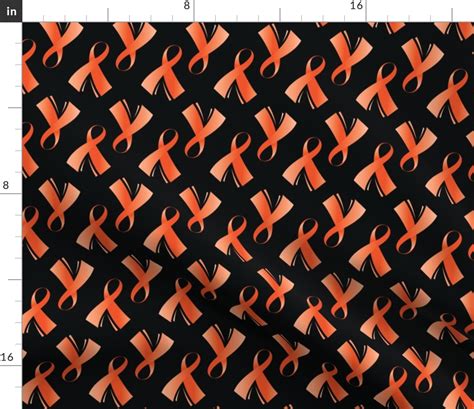Leukemia Cancer Ribbon Orange Cancer Fabric Spoonflower