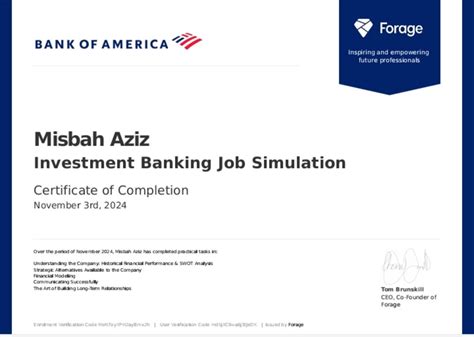 I Just Completed Bank Of Americas Investment Banking On Forage