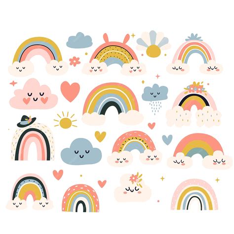 Premium Vector Rainbow Set Vector Illustration In Scandinavian Styl