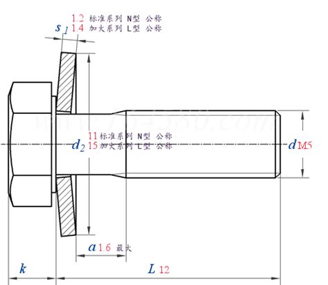 Q 141 六角头锥形弹性垫圈组合螺栓 零部件cad