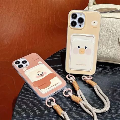 მულტფილმის დათვი და იხვი ბარათის დამჭერი ქეისი Lanyard ით Temu Georgia