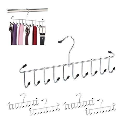 Set De 5 Perchas Cinturones Colgador Accesorios Metal Diseño Compacto