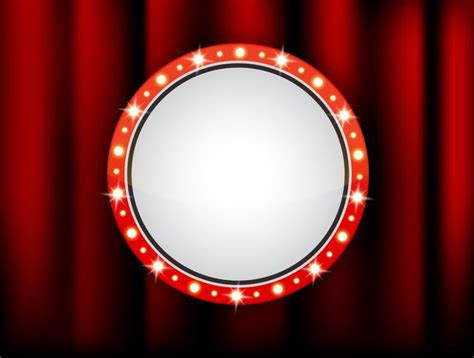 Vector Circle Frame Of Retro Light Boxes In An Empty Theater For