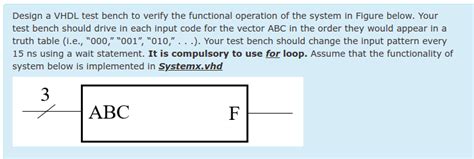 Solved Design A Vhdl Test Bench To Verify The Functional
