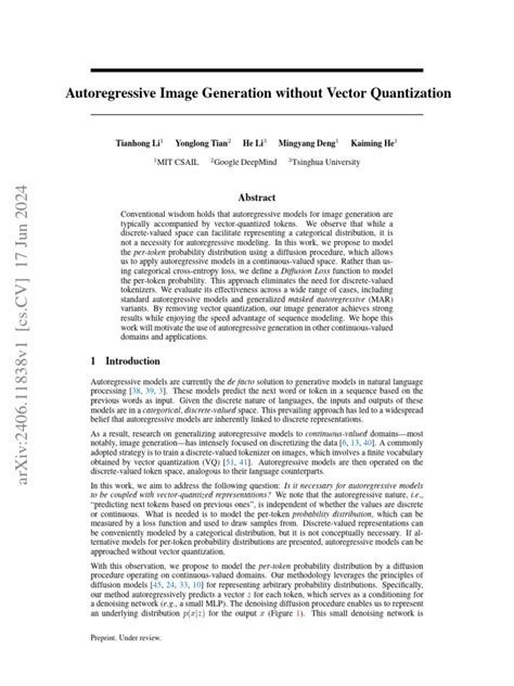 2024 autoregressive image generation without vector quantization li et