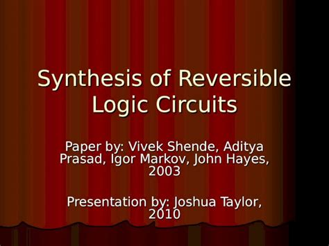 Ppt Synthesis Of Reversible Logic Circuits Dokumentips