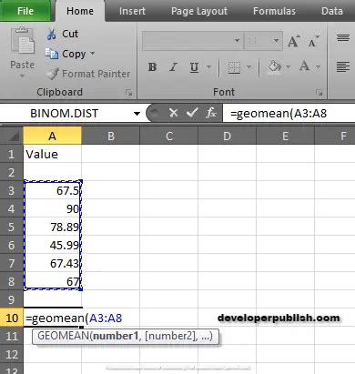 How To Use GEOMEAN Function In Excel Developer Publish