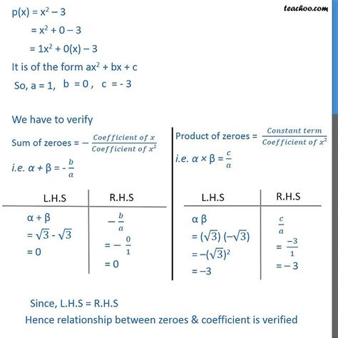 Example Find Zeroes Of Polynomial X And Verify Examples