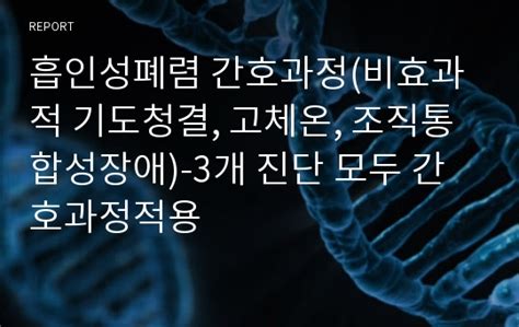 흡인성폐렴 간호과정비효과적 기도청결 고체온 조직통합성장애 3개 진단 모두 간호과정적용 레포트