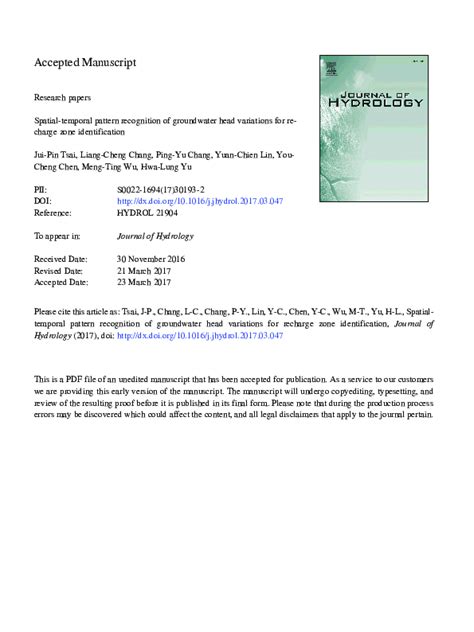 Pdf Spatial Temporal Pattern Recognition Of Groundwater Head