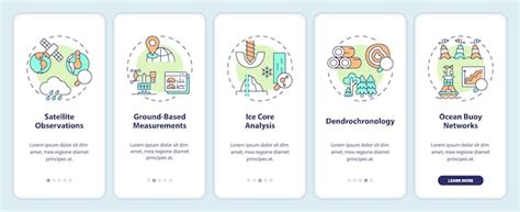 Premium Vector 2d Icons Representing Climate Metrics Mobile App Screen Set Walkthrough 5 Steps