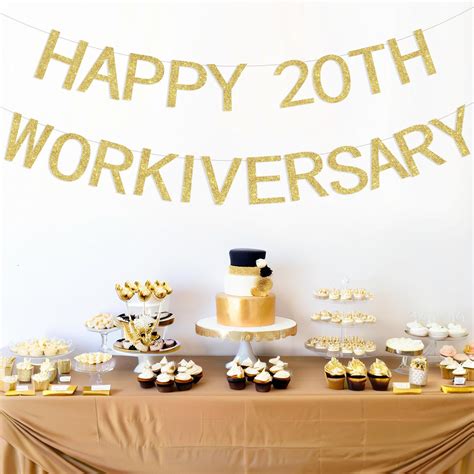 Wonmelody 20th Work Anniversary Decoration Gold Happy 20th Workiversary