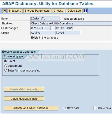 Database Utility Learn Sap