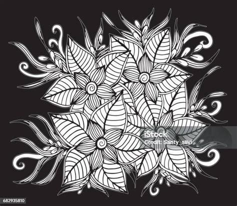 Ilustración De Doodle Floral Dibujado A Mano Páginas Para Colorear Para